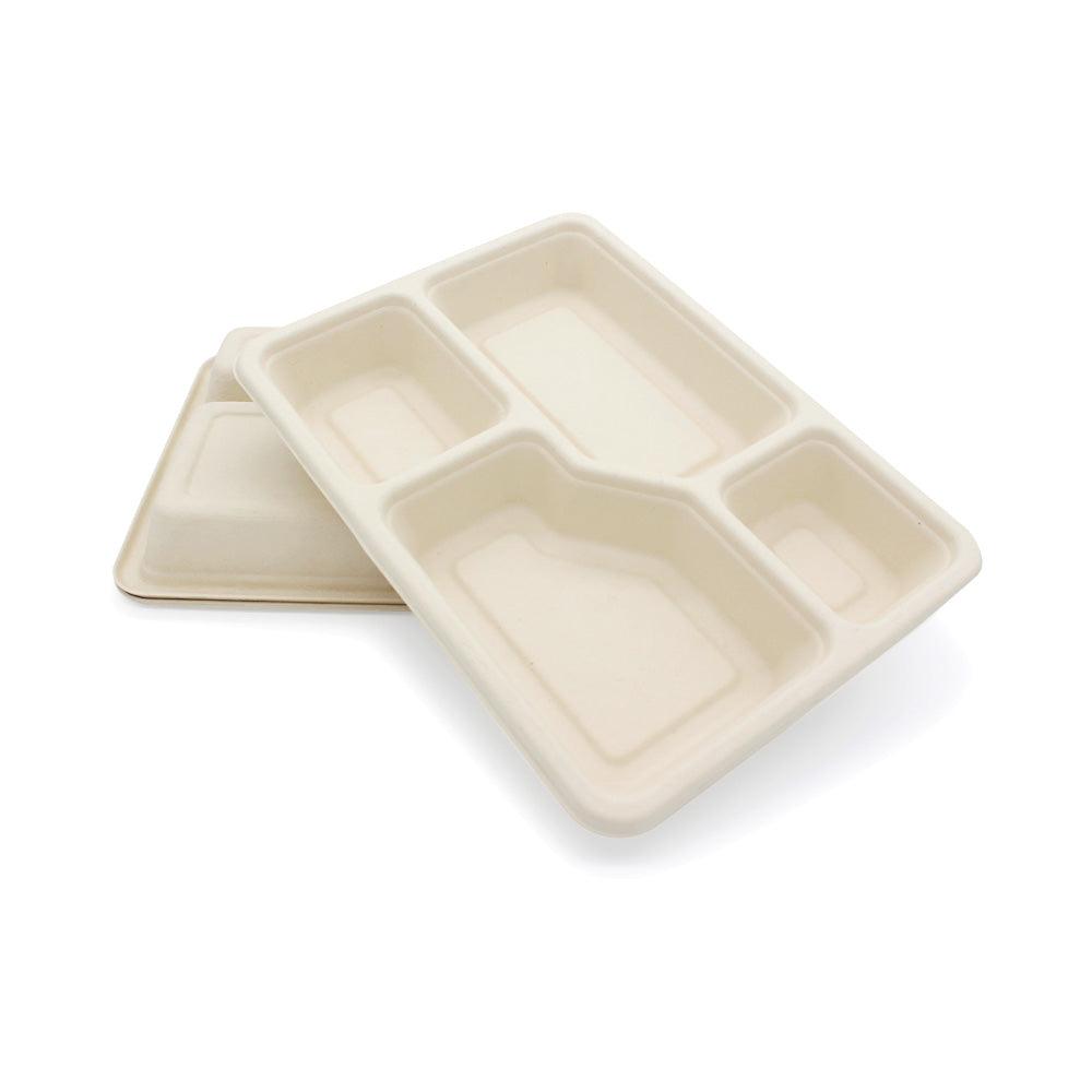 Eco-Friendly Bamboo Fiber Food Tray | 4 Compartments