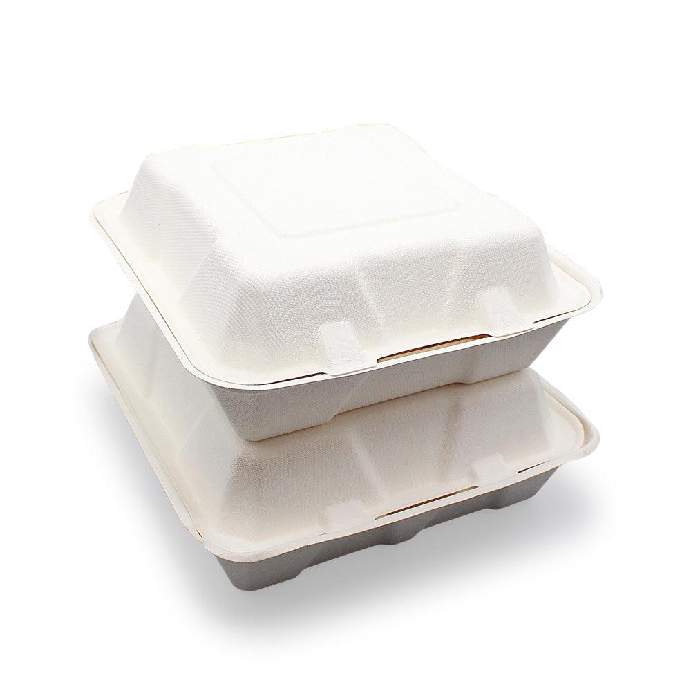 Eco-Friendly 8x8 inch Sugarcane Bagasse Clamshell Bowl