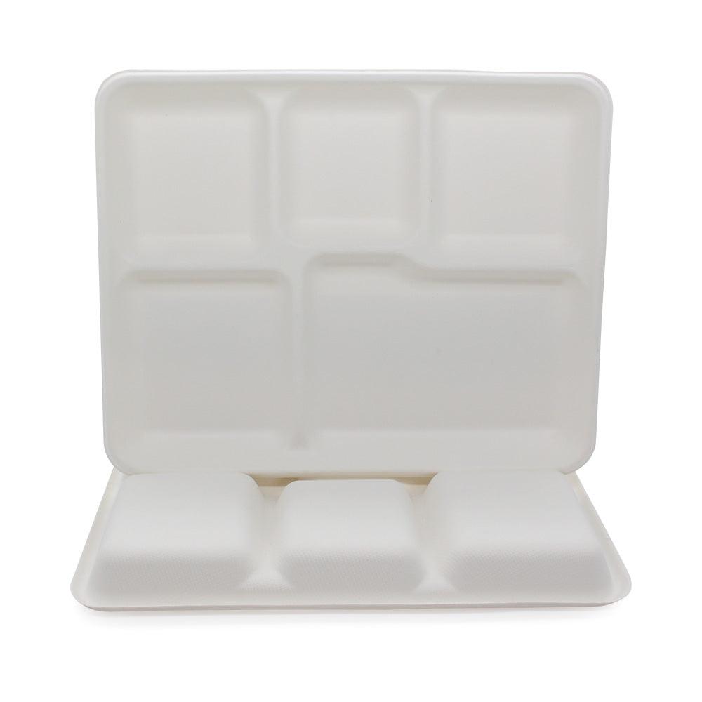 100% Biodegradable Sugarcane 5 Compartment Tray