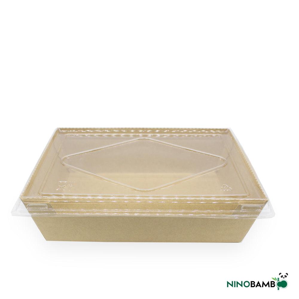 2100ml Disposable Square Kraft Salad Box With Lid